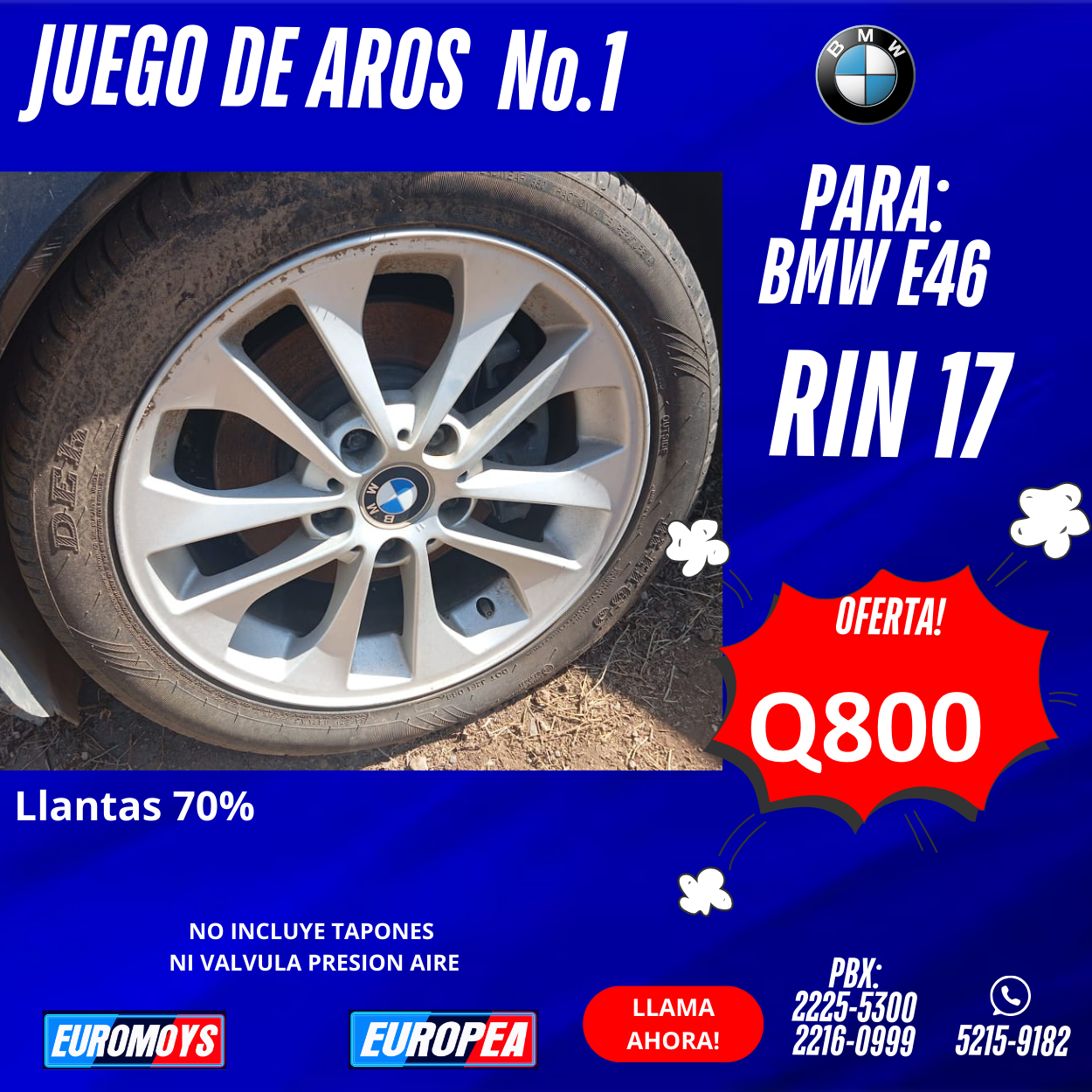 JUEGO DE AROS PARA BMW E46 RIN 17 - Euromoys - Repuestos Nuevos
