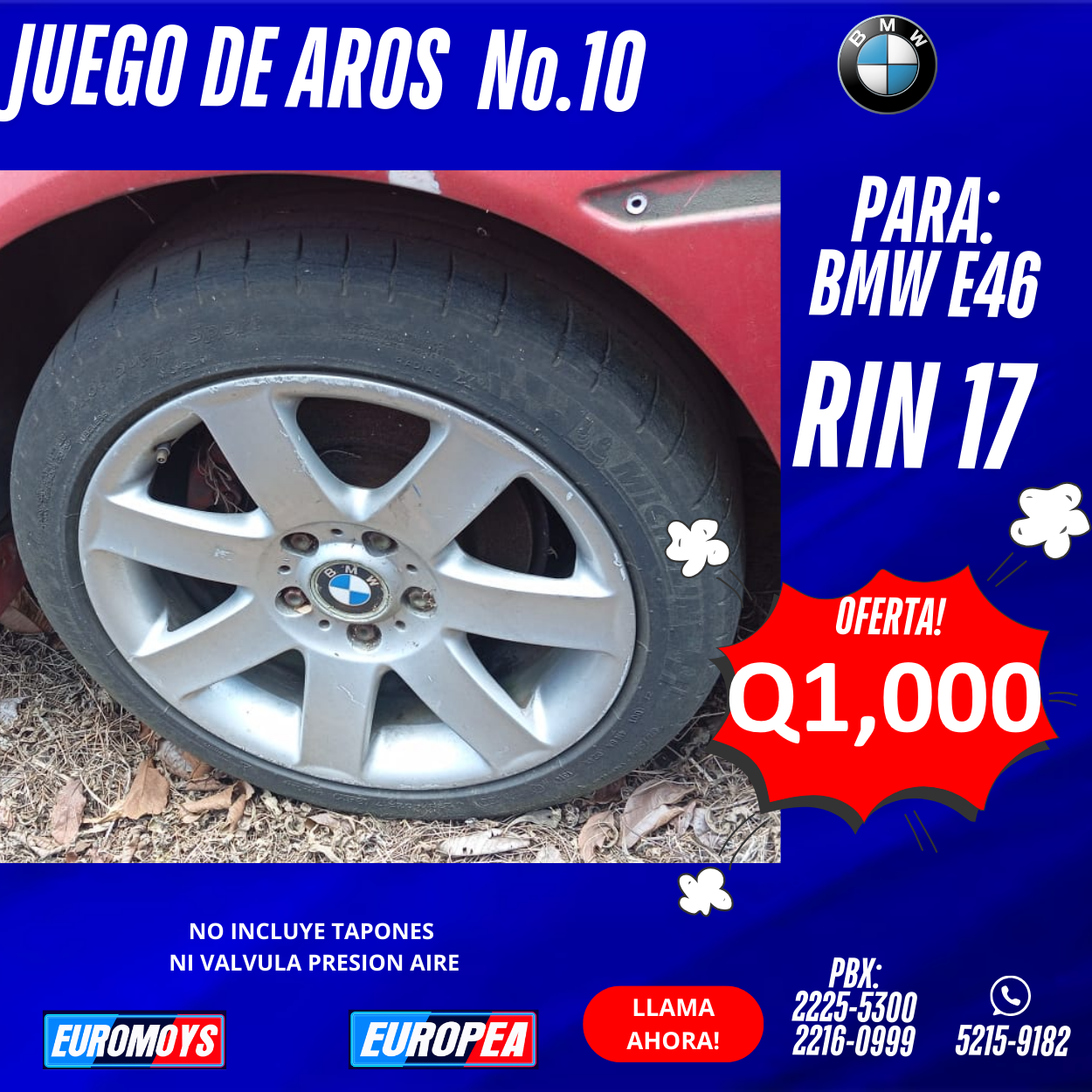 JUEGO DE AROS PARA BMW E46 RIN 17 - Euromoys - Repuestos Nuevos