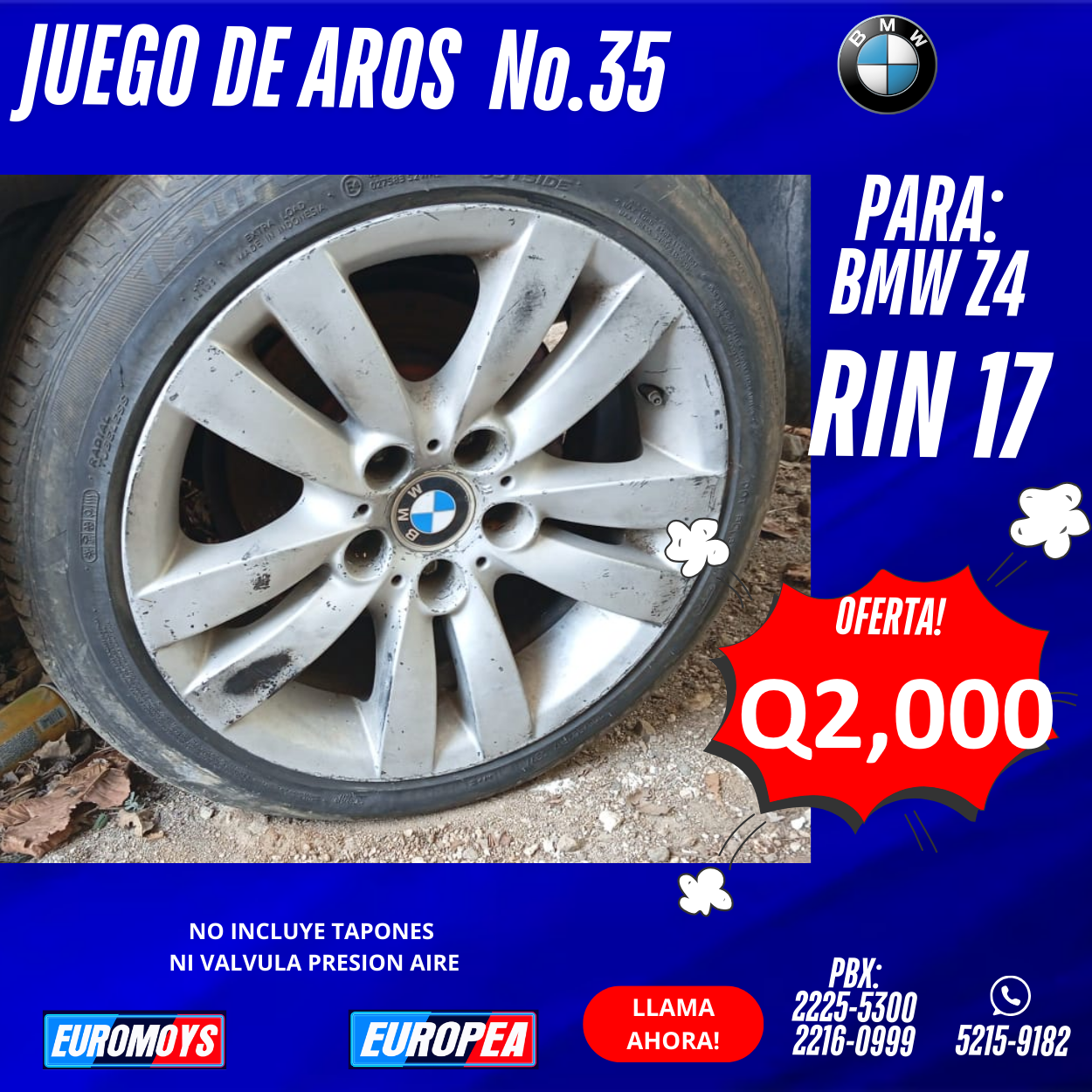JUEGO DE AROS PARA BMW Z4 RIN 17 - Euromoys - Repuestos Nuevos