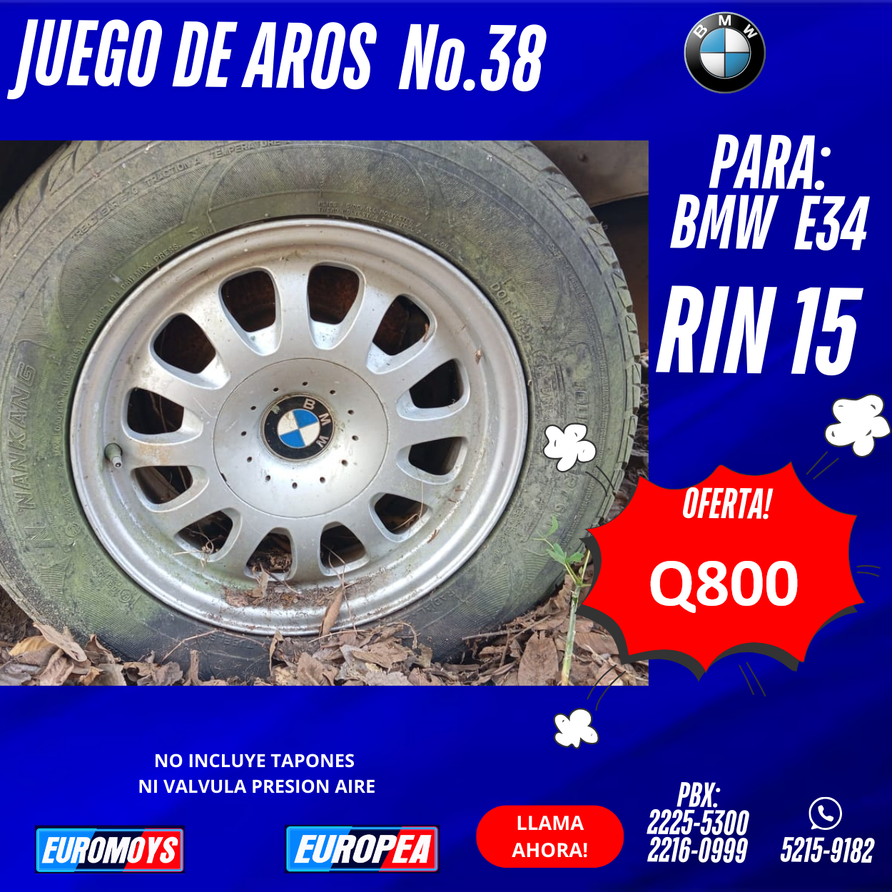 JUEGO DE AROS PARA BMW E34 RIN 15 - Euromoys - Repuestos Nuevos