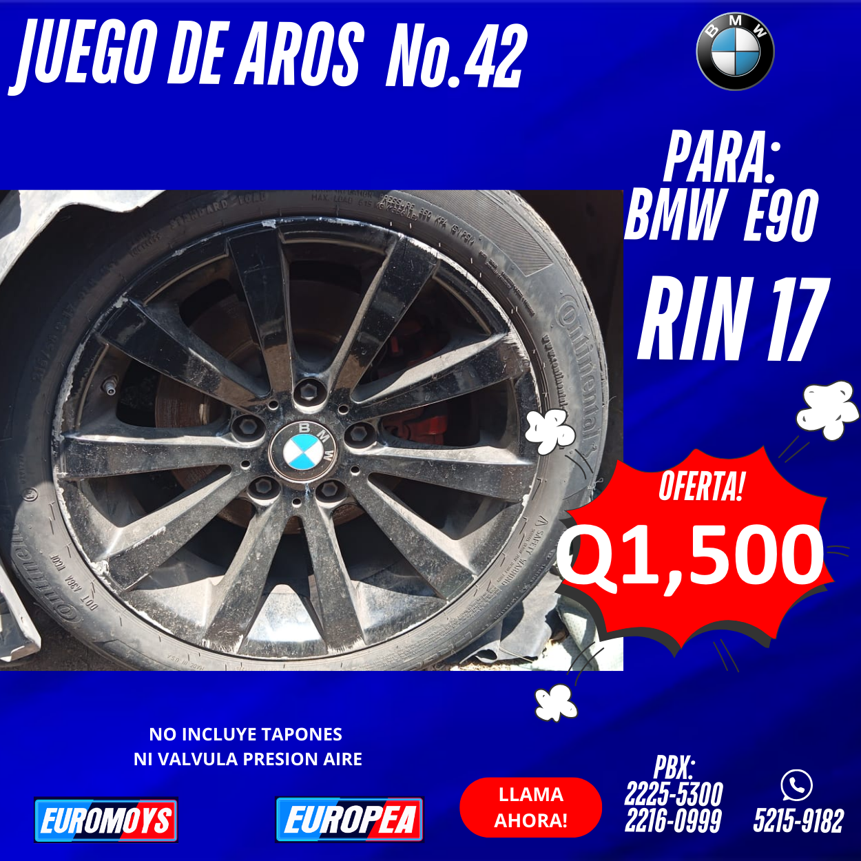 JUEGO DE AROS PARA BMW E90 RIN 17 - Euromoys - Repuestos Nuevos